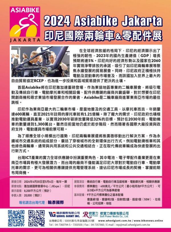 進軍東南亞市場絕佳跳板~2024印尼國際兩輪車＆零配件展 – 輪彥國際有限公司 – WHEEL GIANT INC.