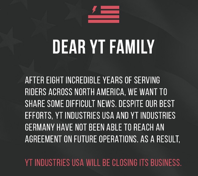 YT Industries USA 將關閉 – 輪彥國際有限公司 – WHEEL GIANT INC.